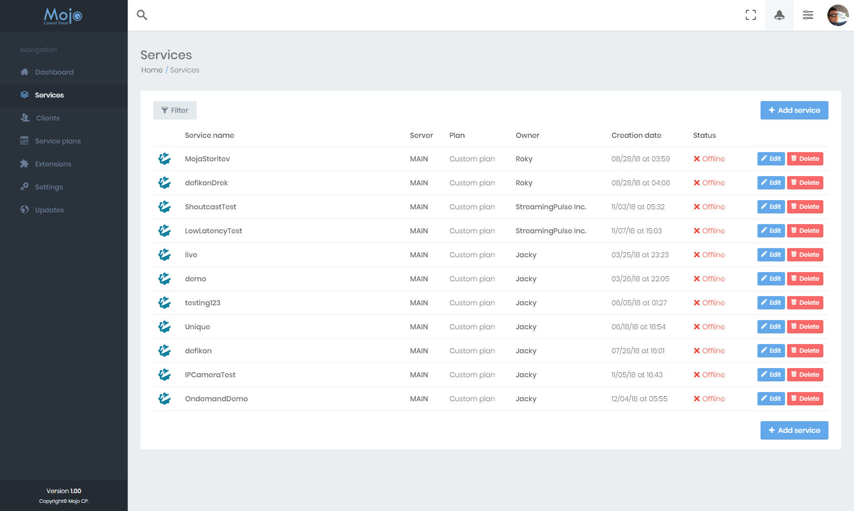 Prahec - Portfolio - Mojo Control Panel