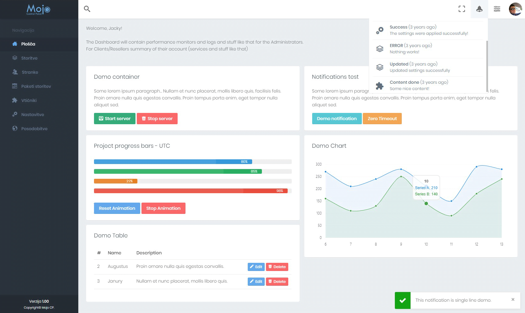 Prahec - Portfolio - Mojo Control Panel